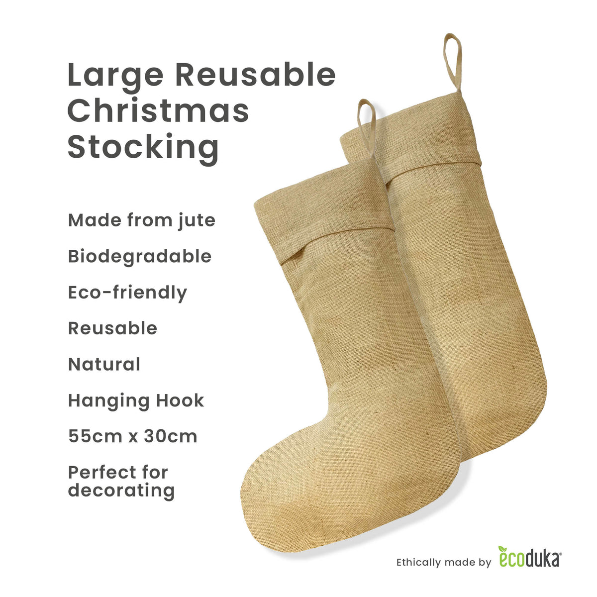 Eco-Friendly Jute Christmas Stocking | Hessian Stocking UK | Ecoduka