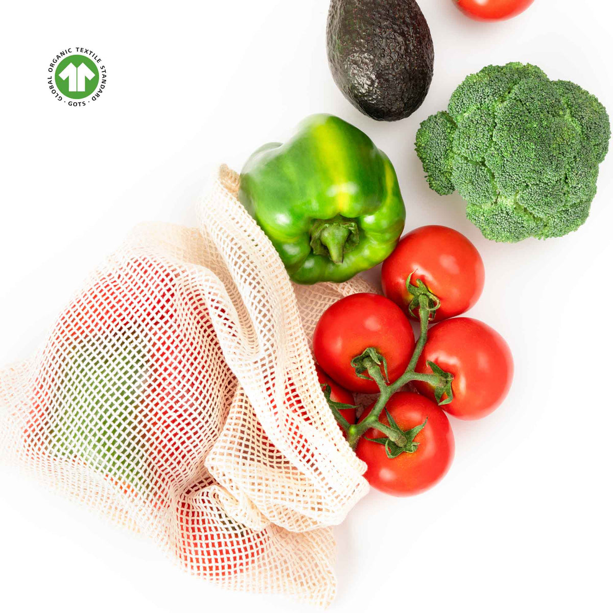 Organic Cotton Mesh Produce Bags | Calix Mesh Drawstring Bags | Eco ...